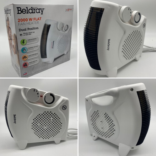Beldray 2000W Upright/Flatbed Fan Heater with Thermostat, Cool Air ...
