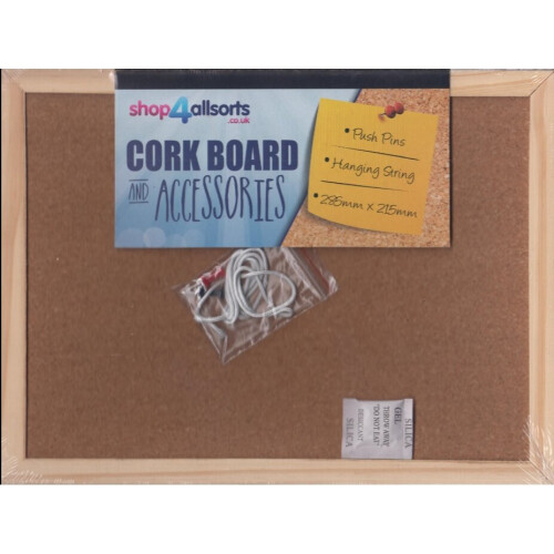 Small Cork Board With Accessories Wall Hanging Pin 28.5cm x 21.5cm on OnBuy