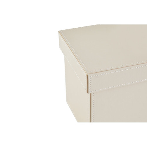 Elegant Cream Faux Leather CD Storage Box, Versatile Faux Leather Box ...