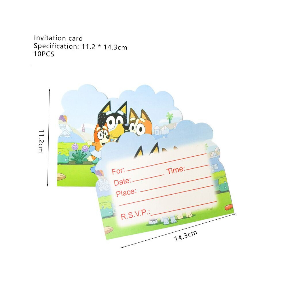 (10pcs-Cards) Bluey Theme Birthday Party Disposable Tableware Balloon ...