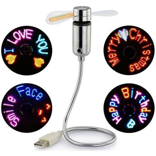 Attoe USB Programmable Fan Mini USB LED Fan Message Desk Fan with ...