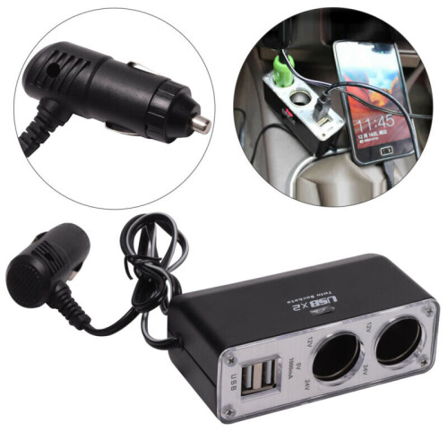 12v 2 Way Dual Port Car Cigarette Lighter Power Socket Charger Adapter on OnBuy