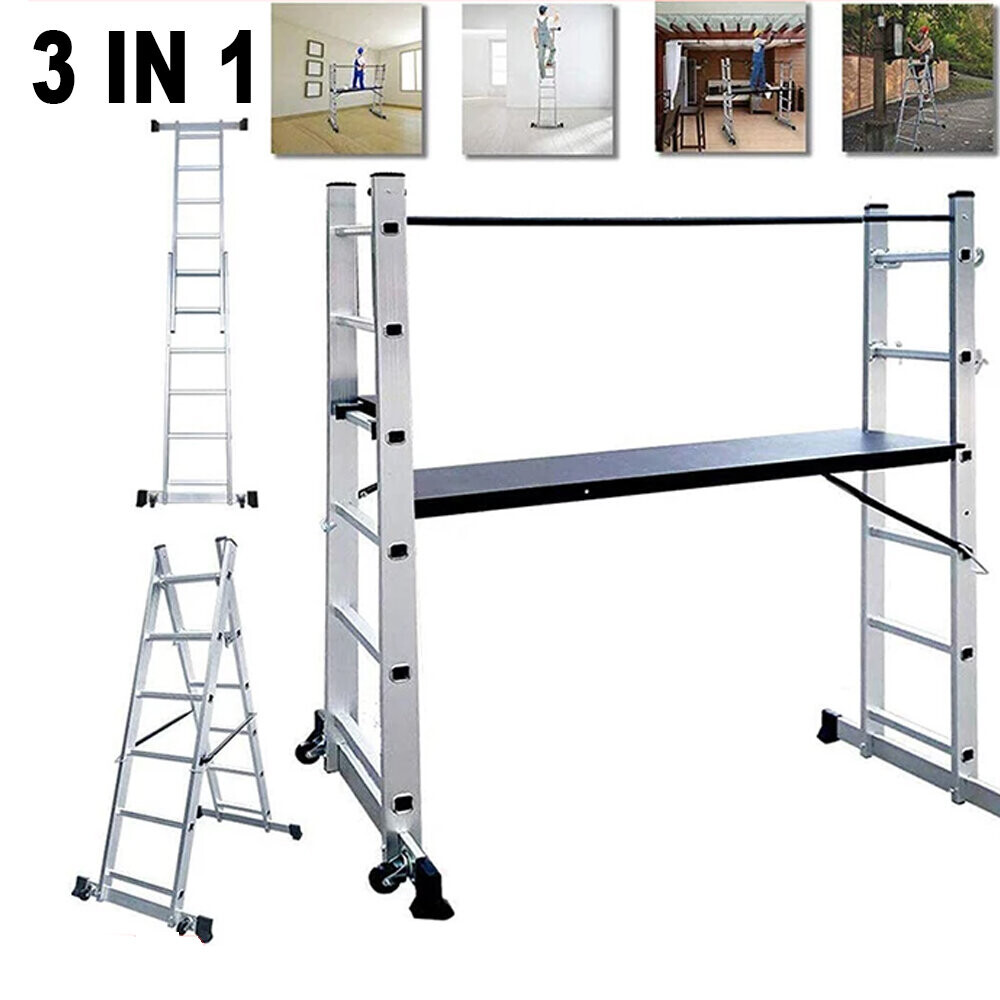 3 In 1 Step Ladder Folding Ladder Safety Step Ladder Scaffold Tower on ...