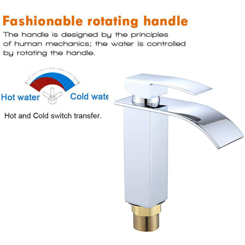 Tall Waterfall Bathroom Taps Basin Mixer Tap Counter Top Brass on OnBuy
