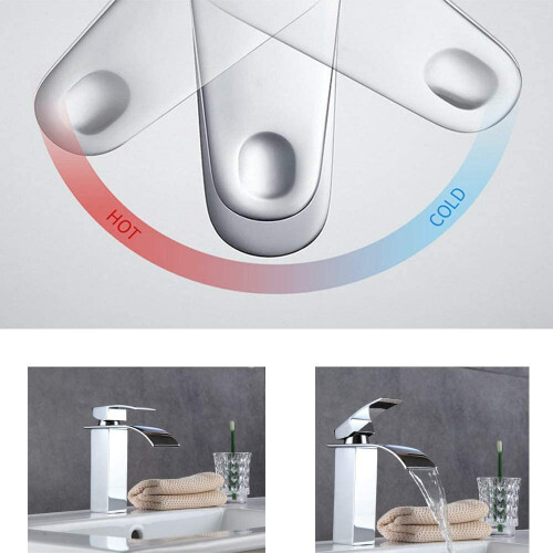 Tall Waterfall Bathroom Taps Basin Mixer Tap Counter Top Brass on OnBuy