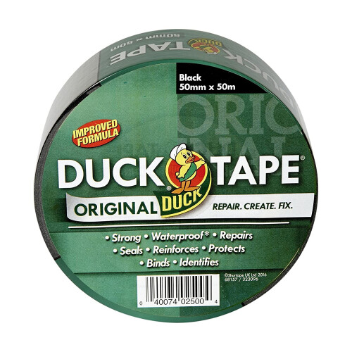 Duck Original Black Duck Tape, 50mm x 50m, Improved Formula High ...