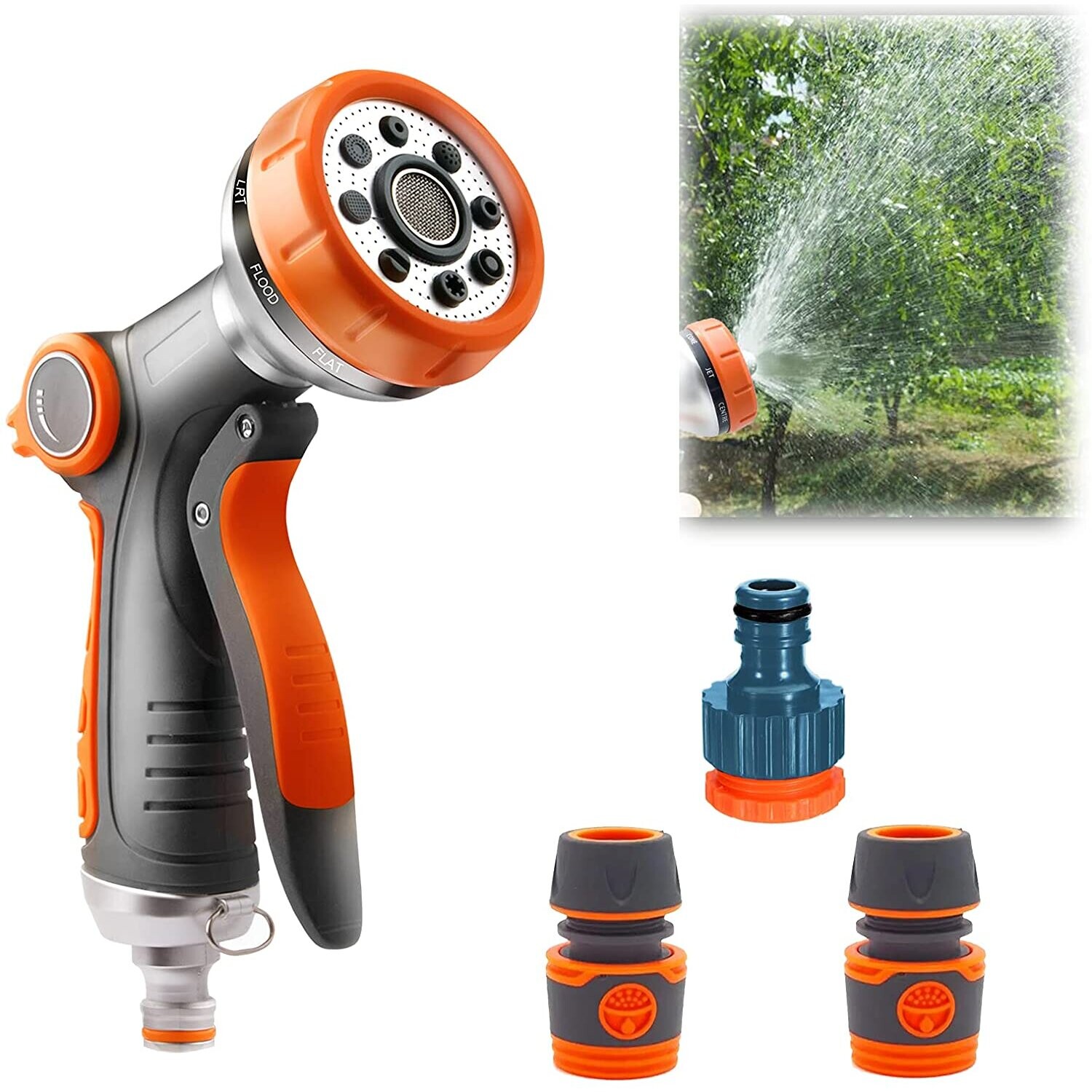 Garden Hose Spray Gun 8 Adjustable Spray Patterns Water Spray Gun Hose ...