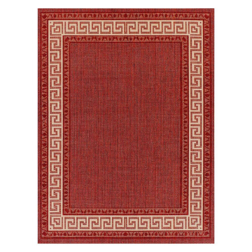 (Greek - Red, 80 x 150 cm) Non Slip Outdoor/Indoor Flatweave Rugs Patio ...