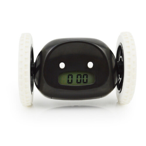 (Black) Running Away Running Rolling Alarm Clock On Wheels Digital ...