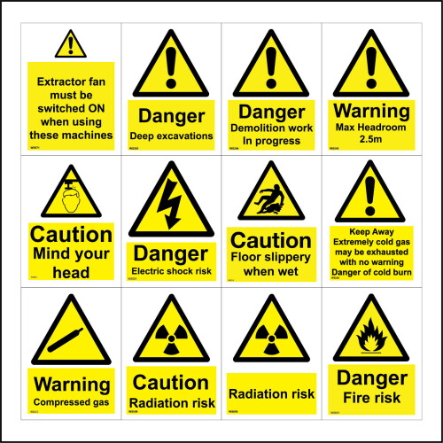 (150 x 200mm - 6 x 8, D - 1mm Pvc Foamex) Danger Caution Warning ...