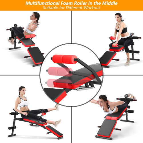 Adjustable Sit Up Bench Foldable Abdominal Training Workout Machine LCD ...