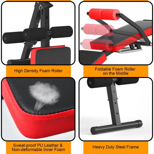 Adjustable Sit Up Bench Foldable Abdominal Training Workout Machine LCD ...