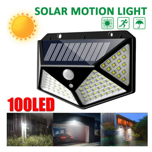CZHONG-Solar Power 100 LED Light PIR Motion Sensor Outdoor Security Lamp Wall Garden on OnBuy