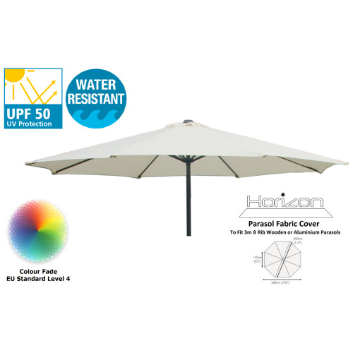 3m 8arm 210g Natural Cream Replacement Fabric Garden Parasol Canopy Cover