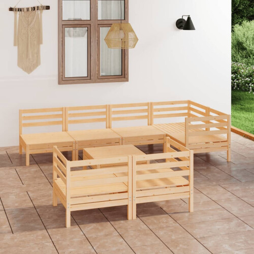 vidaXL Garden Lounge Set Wooden Outdoor Lounge Set 8 Piece Solid Wood ...