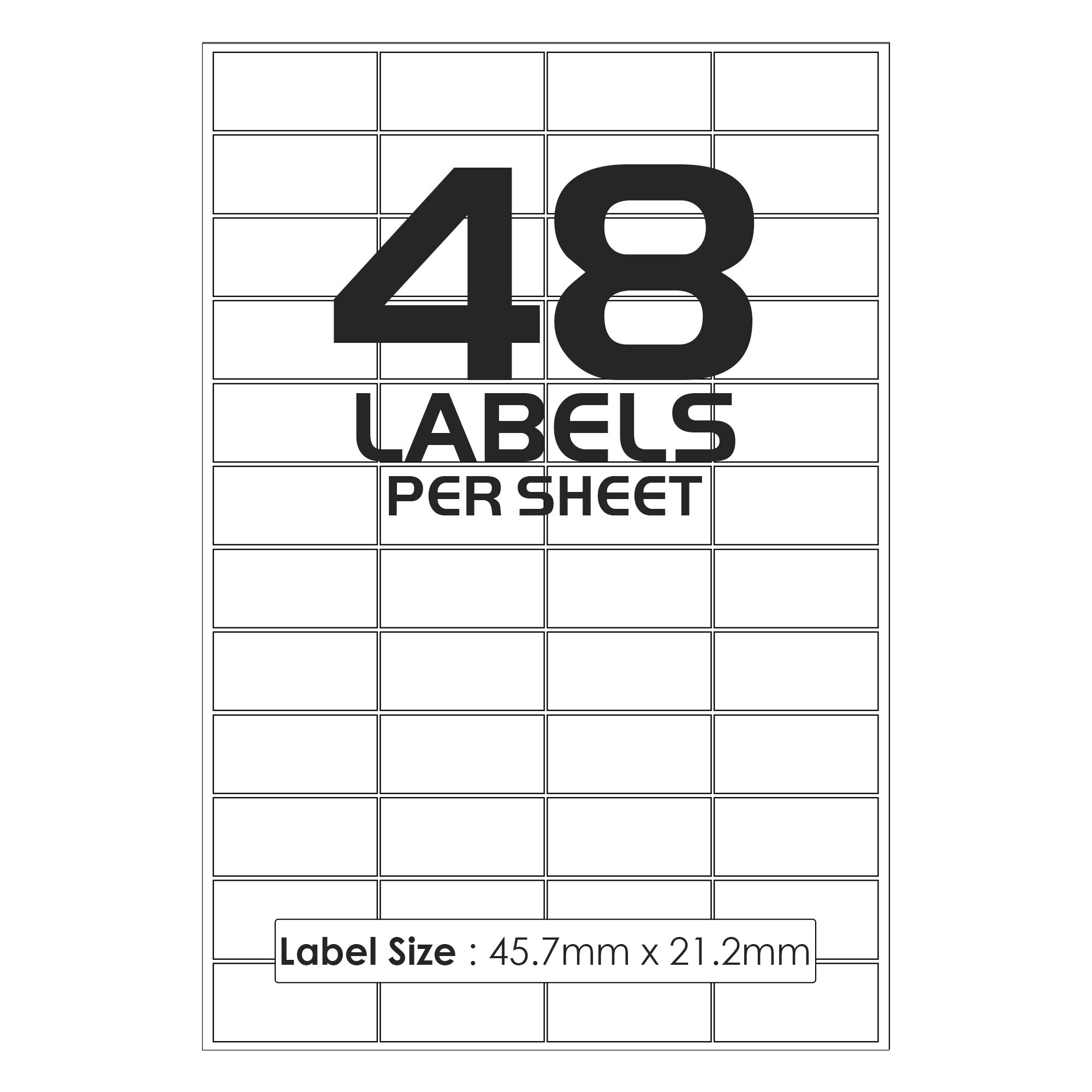 (21 Per Sheet) 50 Sheets of Quality A4 Printer Labels White Matte Self ...