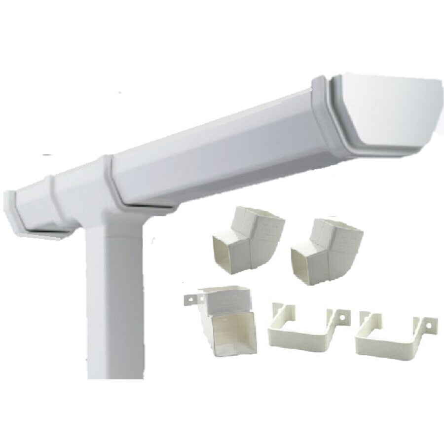 Plastic Guttering Kit Shed Gutter 8 ft / 2.4m Gutter 112mm White Square ...