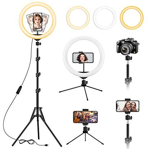 12.6 inch Ring Light with Floor Tripod and Desk Stand(Ringlight Kit ...