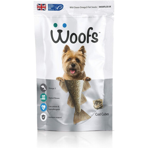 WOOFS Dog Treats, 100g Natural Cod Cubes made from 100% Cod Fish ...