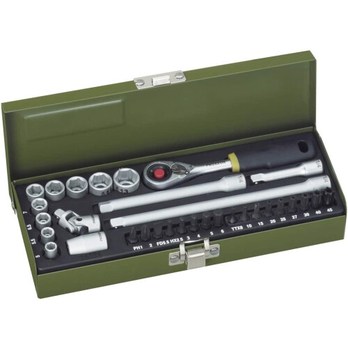 PROXXON Socket Spanner Set, Precision Mechanics Set with 1/4 inch Micro Compact Ratchet and ...