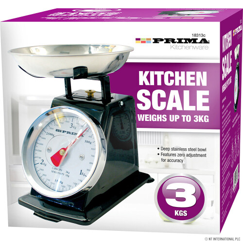 3kg Black Mechanical Kitchen Scales Traditional Retro Scales With Bowl ...