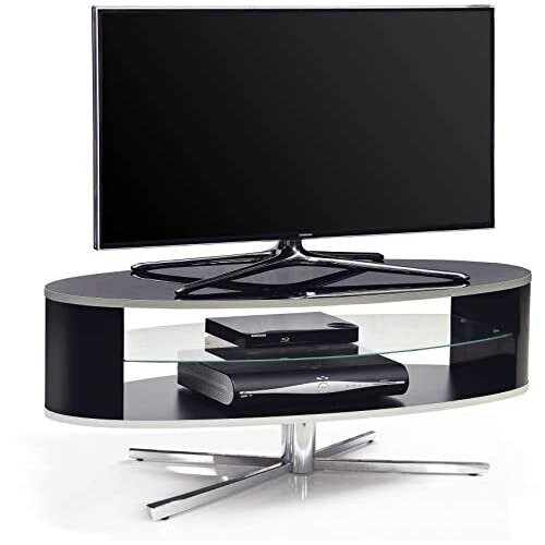 MDA Designs Orbit 1100BB Gloss Black TV Stand with Gloss Black Elliptic ...