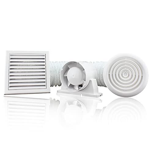 4 inch - 100 mm Complete Fan Kit (Run on Timer) Quiet Shower Inline Low ...