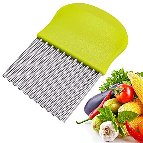 Aaskuu Stainless Steel Potato Chipper Crinkle Cutter, Potato Wavy Blade ...