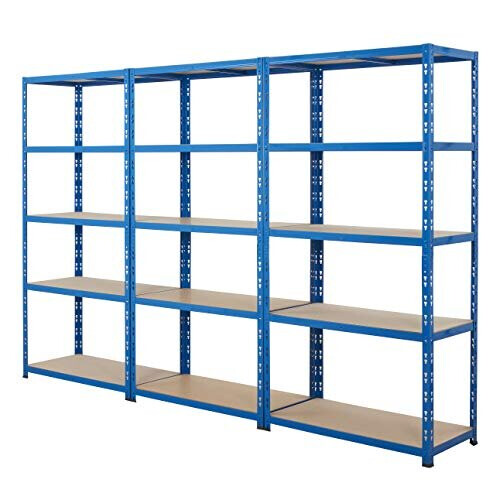 BiGDUG 3x Bay Garage Shelving Heavy Duty Steel Shed Storage Shelving ...