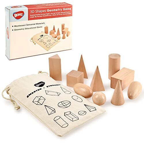BOHS Geometry Solids Guess Game - 3D Shapes Miniature Set -Wooden ...