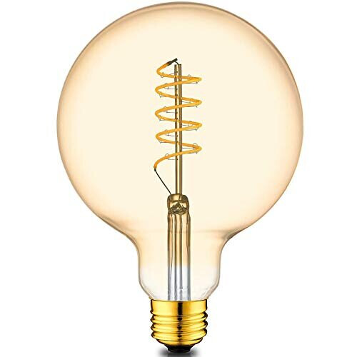 Vintage Edison Light Bulb, G95 Globe Curved Spiral Filament LED Bulb ...
