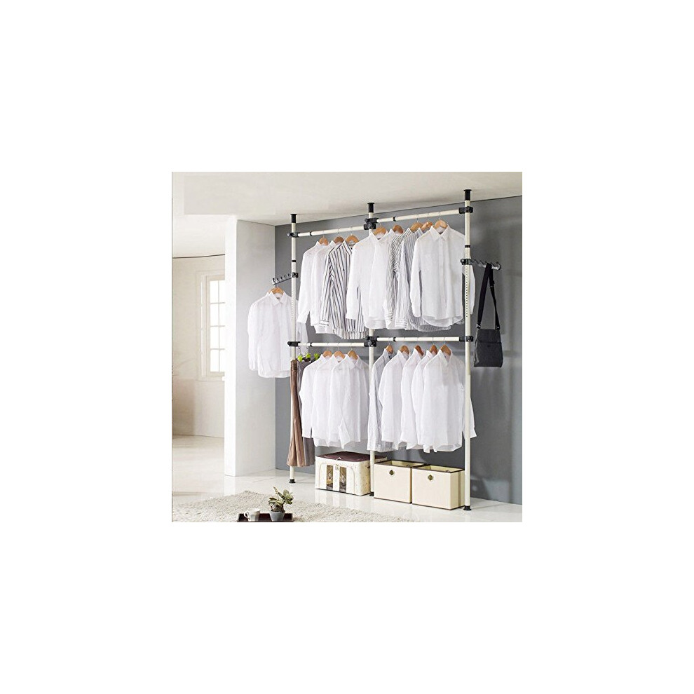 Heavy Duty Clothes Rack, Telescopic Coat Hanger Wardrobe Organiser ...