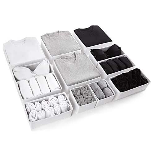 12pcs White Large Drawer Organisers Divider Drawer Dividers Clothes ...