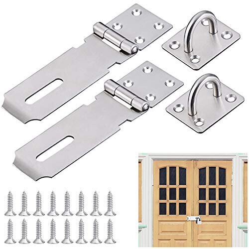 AFASOES 2 Packs Stainless Steel Padlock Hasp, Heavy Duty Hasp and Staple Padlock Hasp Door Clasp ...