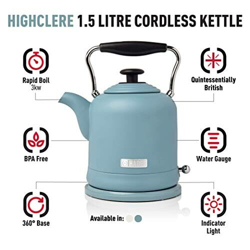 Haden Highclere Cordless Kettle - Traditional Electric Fast Boil Kettle ...