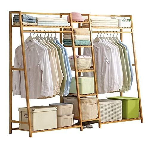 Hilier Modern Minimalist Wooden Clothes Rail Stand (Bamboo) on OnBuy