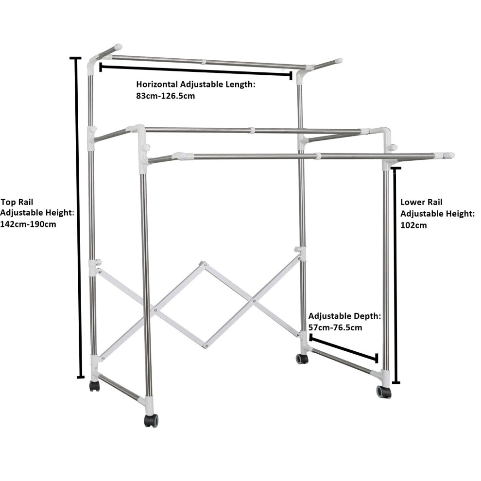 Hyfive Extendable Garment Rail Rack Collapsible Clothing Clothes Rail ...