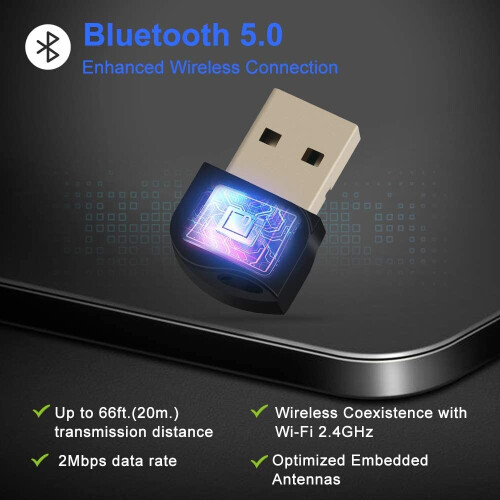 SNUNGPHIR Bluetooth 5.0 USB Adapter Low Latency Wireless Transfer USB Dongle Adapter Long Range ...