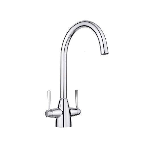 JASS Ferry Kitchen Sink Mixer Tap Twin Quarter Turn Lever Handles Swan ...