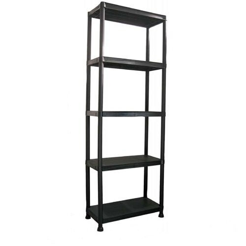 5 Tier 60cm Wide Heavy Duty Black Plastic Shelving Unit Storage ...