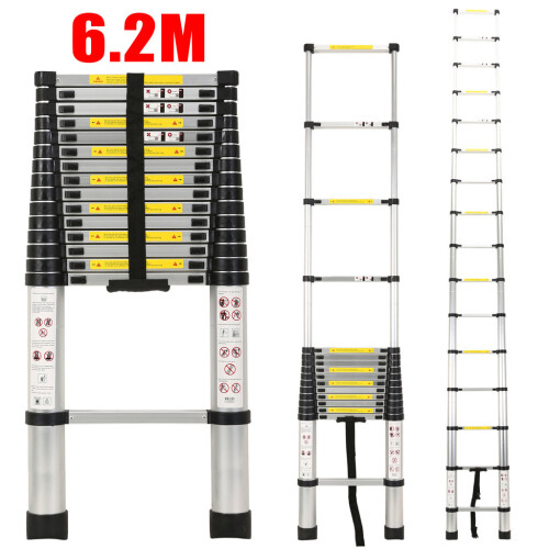 6.2M Portable Heavy Duty Aluminium Telescopic Steps Ladder Extendable ...