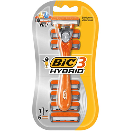 BiC 3 Hybrid Men's Triple Blade Razors, 1 Handle + 6 Refills ...