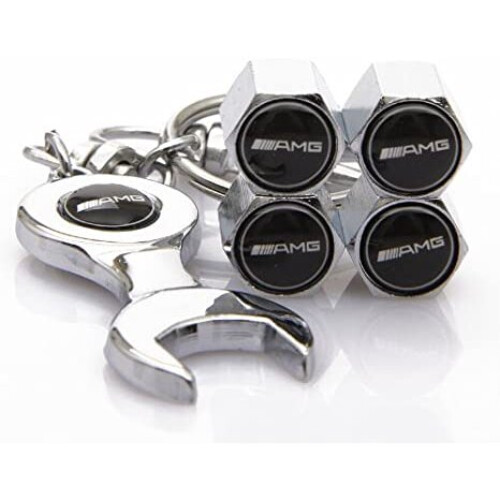 Set Of 4 Chrome Anti-Theft Car Tyre Air Dust Valve Stem Cap With ...