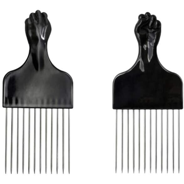Lurrose 2Pcs Pick Metal Comb Afro Comb American Styling Fork Detangle ...