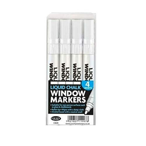 4PC LIQUID CHALK WINDOW MARKERS - PENS GLASS CHALK BOARDS MENU DISPLAY ...