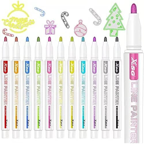 Outline Marker Pens,Super Squiggles Double Line Outline Pen,12 Colors ...