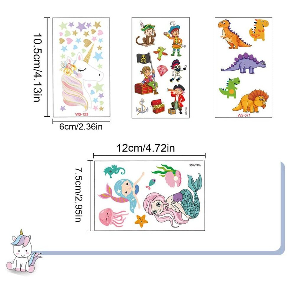 40 Sheets Temporary Tattoo for kids, Unicorn & Dinosaur & Pirate ...