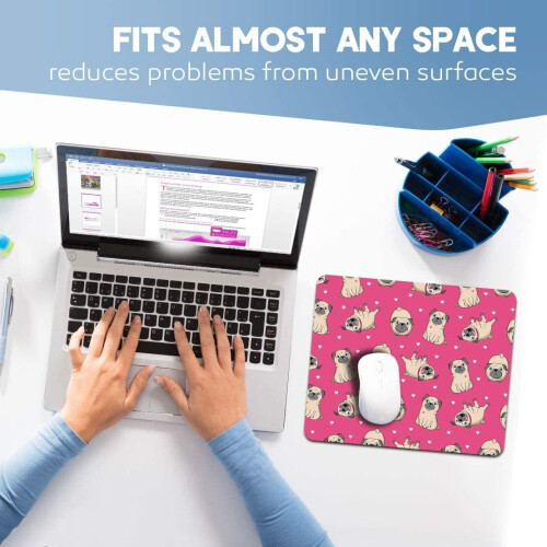 Cute Pug Dog Mouse Mat Pad - Pugs Pink Girls Dog Puppy Gift PC Computer ...