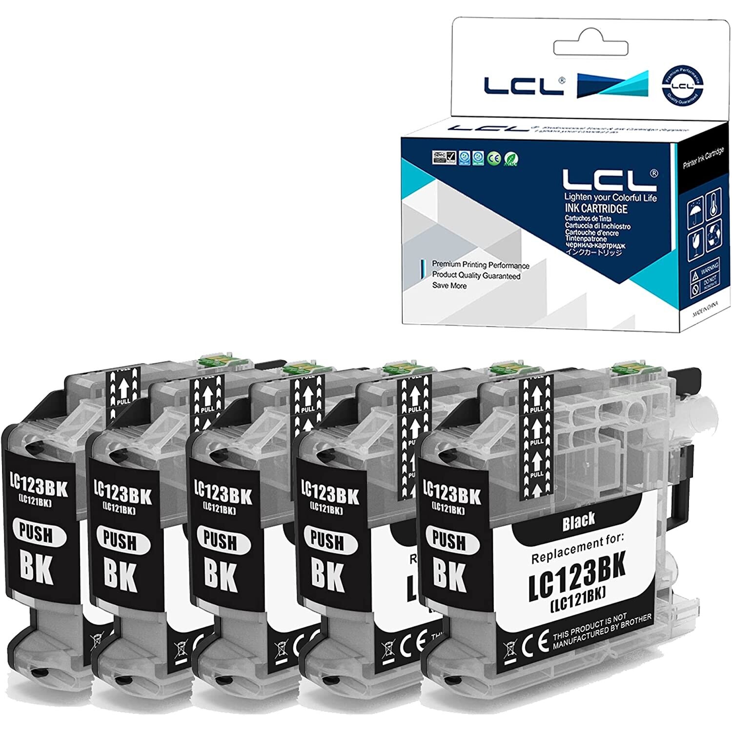 Compatible LCL Ink Cartridge LC121 LC123 LC121BK LC123BK (5 Black ...