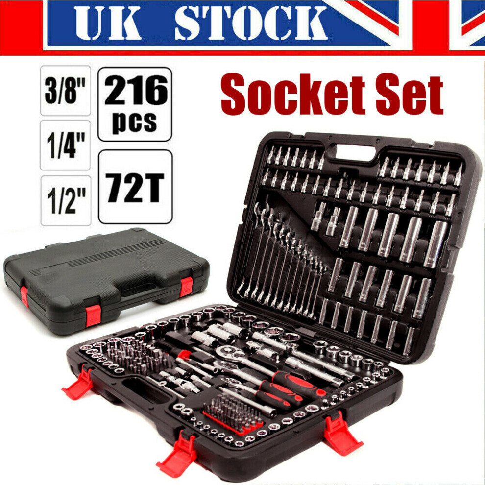 Professional 216PCS Ratchet Spanner Socket Set 1 2 1 4 3 8 Tool Kit on OnBuy